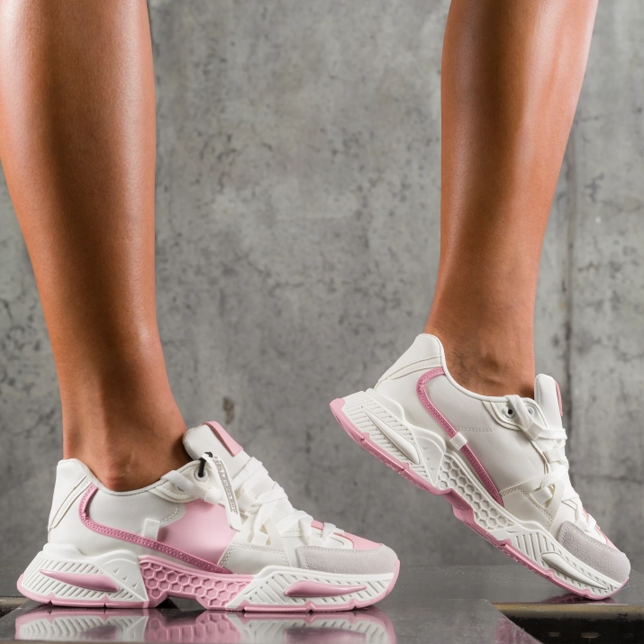 Adidasi Balance Is Key, Alb/Roz | ExclusiveJeans.ro